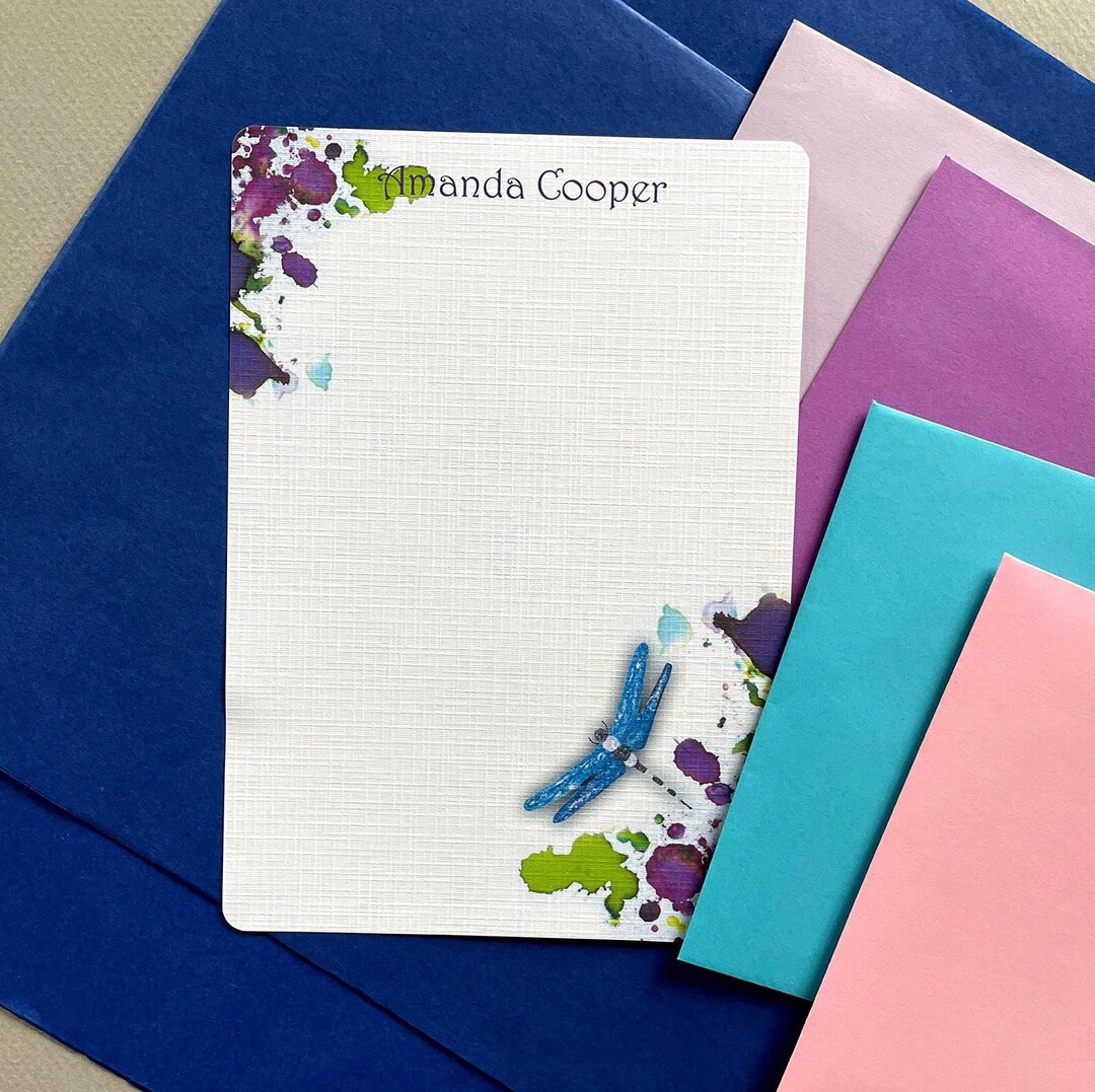 Dragonfly Personalized Writing Paper Set of 36, Complete Letter Writing ...