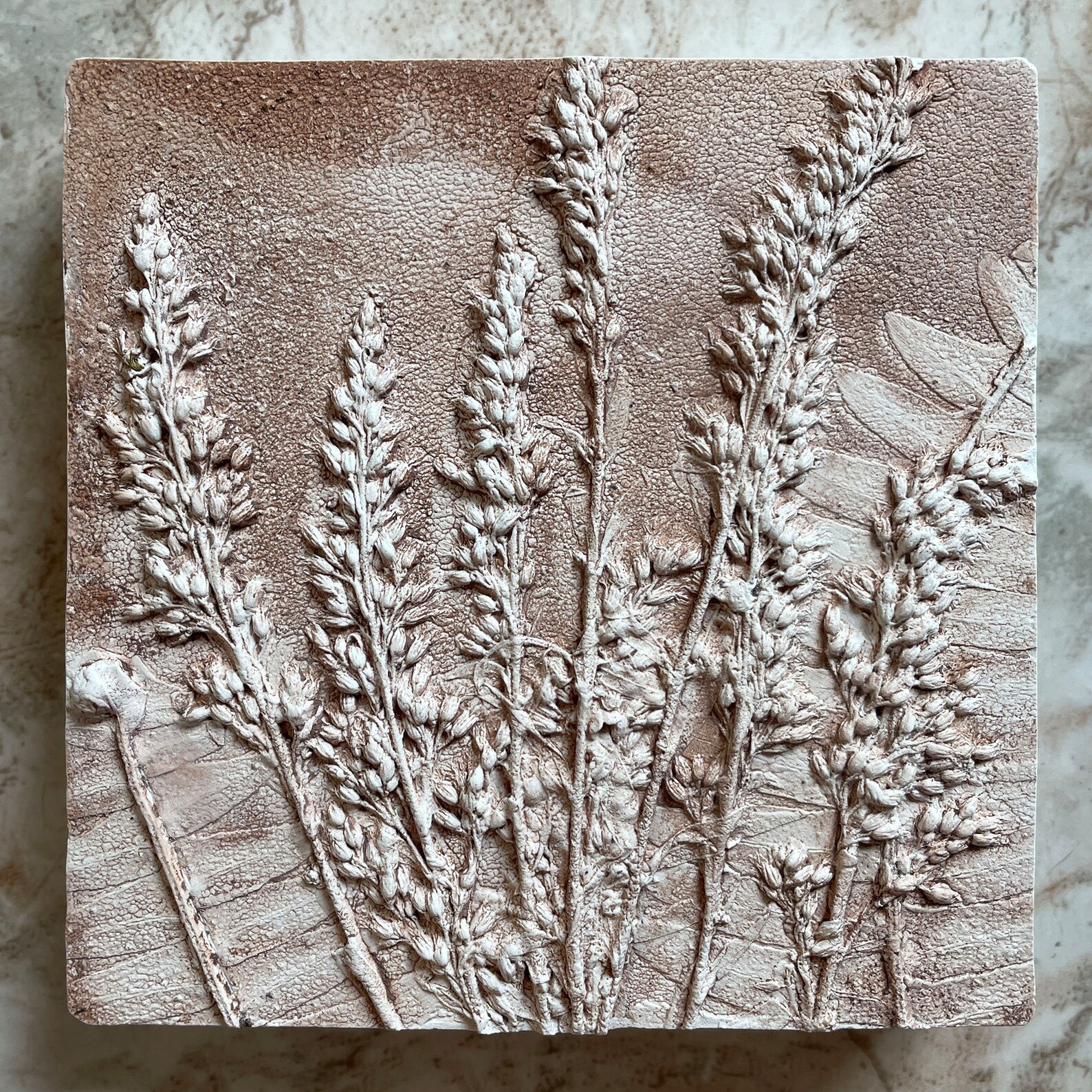 Botanical Bas Relief Floral Ceramic Tile Sculpture Garden - Etsy