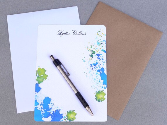 Letter Writing Set Personalized Flat Note Cards | Etsy
