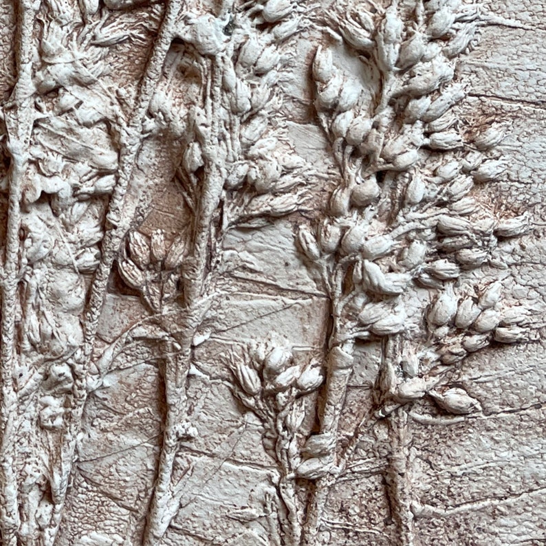 Botanical Bas Relief Floral Ceramic Tile Sculpture Garden - Etsy