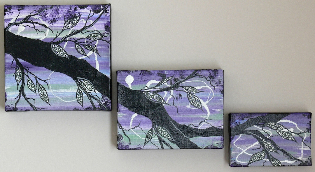 Triptych Painting Wall Art, Tree Painting Canvas, Multipanel Wall Art ...