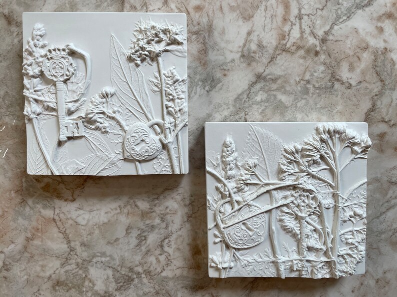 Secret Garden Plaster Wall Art Lock & Key Botanical Bas - Etsy