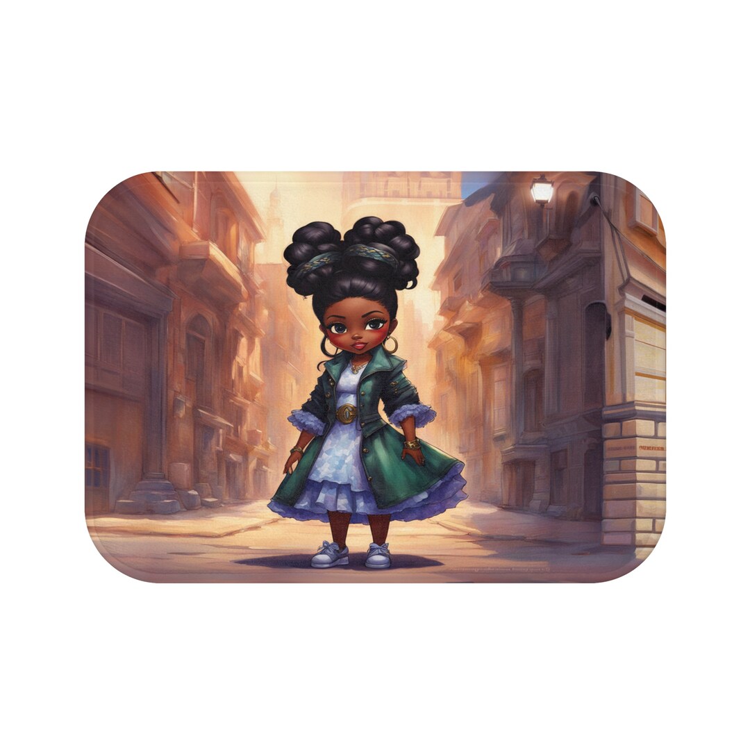 African American Art Ethnic Bath and Shower Mat Diva Decor Black Girl ...