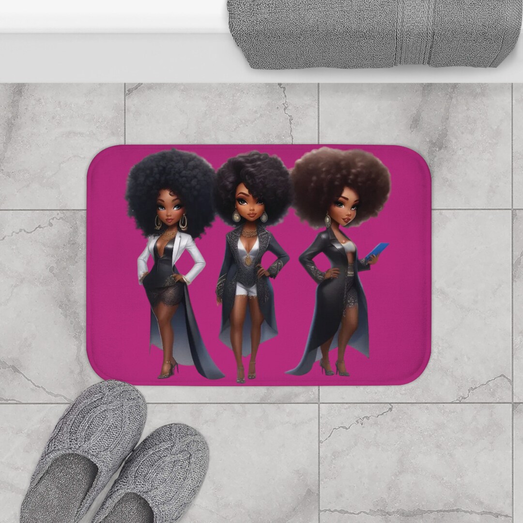 African American Art | Ethnic Bath and Shower Mat | Diva Decor | Black ...