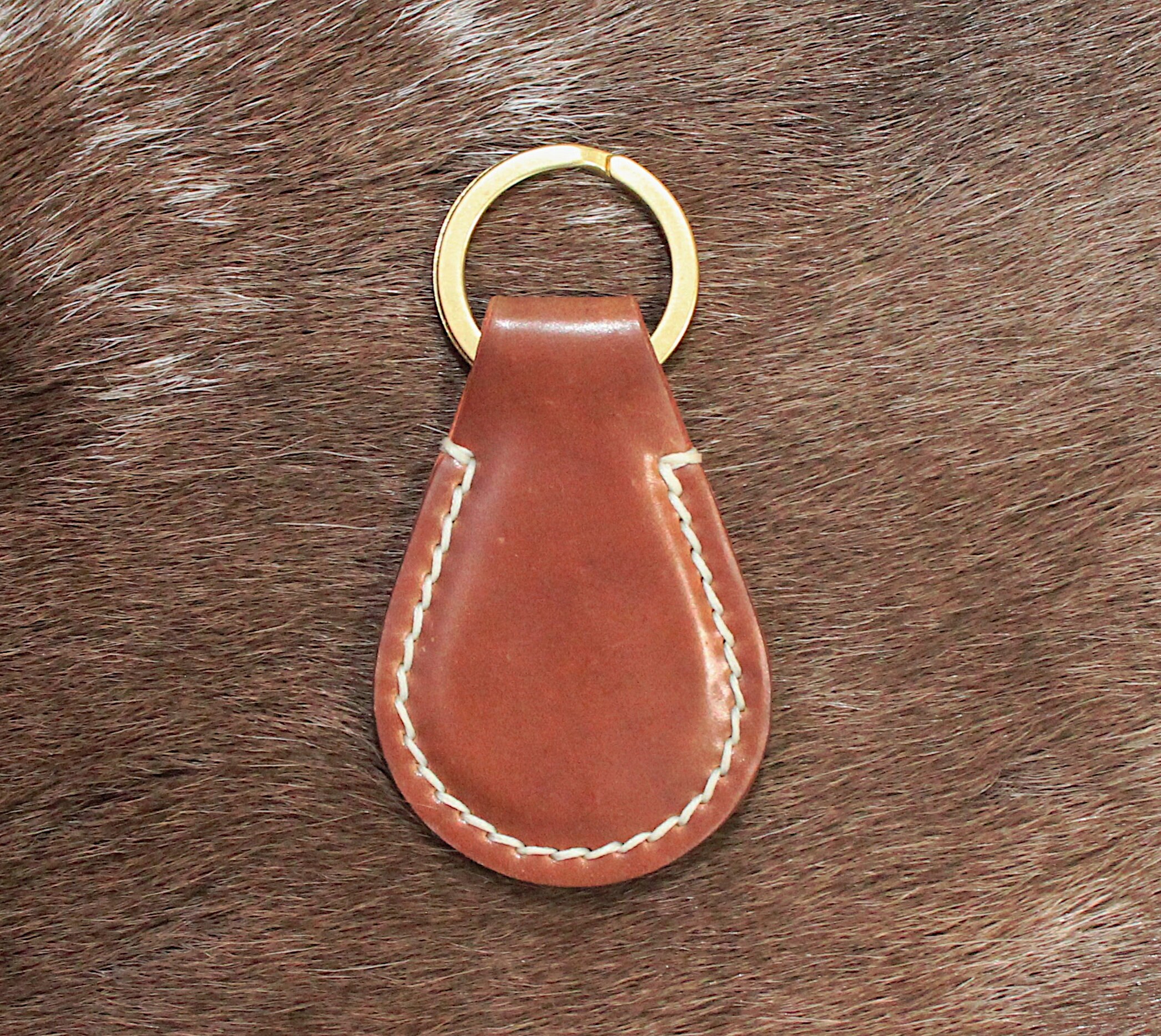Handmade Shell Cordovan Leather Keychain Saddle Stitched by Hand Using ...