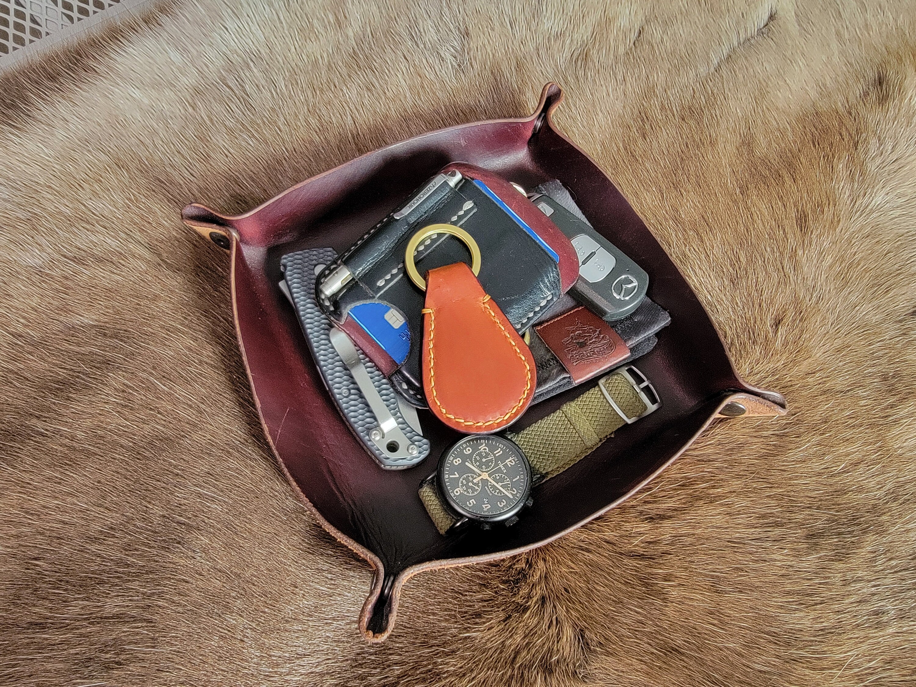 Handmade Leather Keychain Made With Horween Tan Dublin - Saddle ...