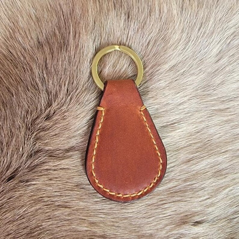 Handmade Leather Keychain Made With Horween Tan Dublin Saddle Stitched ...