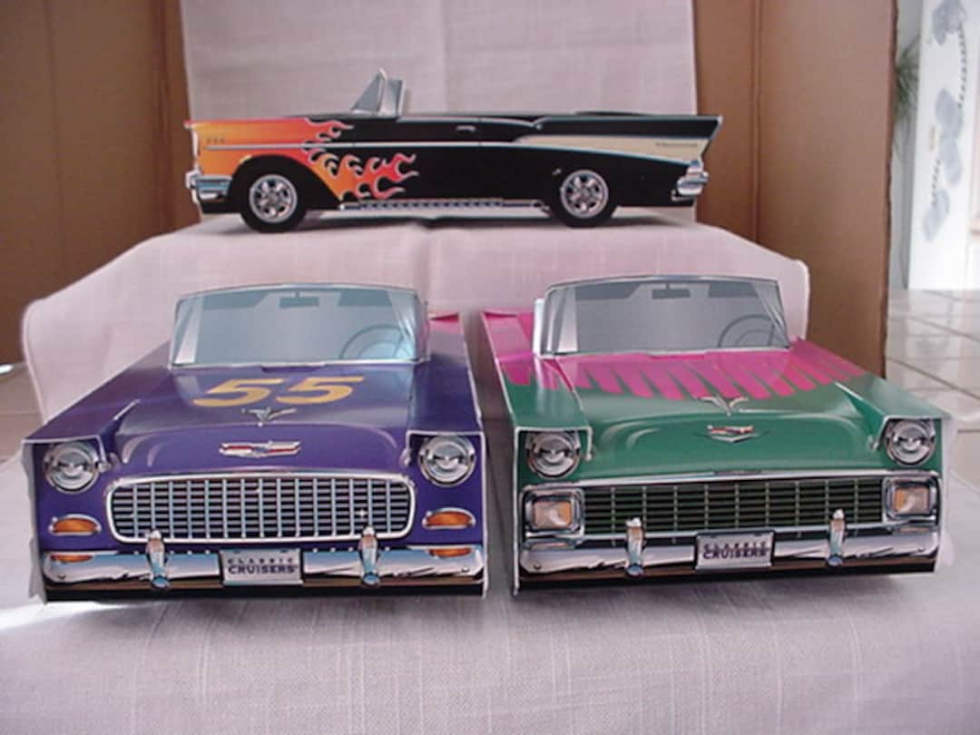FREE SHIP 7 Assorted Classic Chevy Cars * Kids Food Box Tray * Table ...