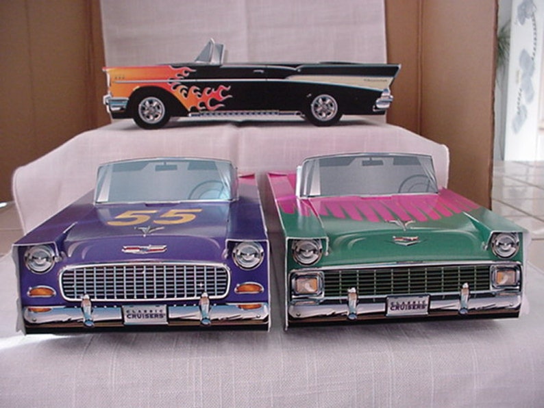 FREE SHIP 7 Assorted Classic Chevy Cars * Kids Food Box Tray * Table ...