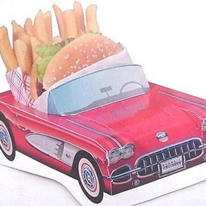 FREE SHIP 6 ~ Assorted Hot Rod Cardboard Car Kids Food Box Trays Party ...
