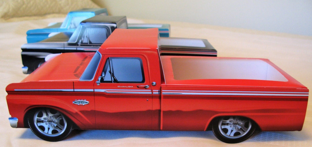 FREE SHIP 7 ~ 3 Red Ford Trucks & 4 Cars Kids Food Trays * Gift Box ...