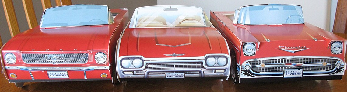 FREE SHIP 18 Assorted RED Classic Cars * Kids Food Box Tray * Table ...