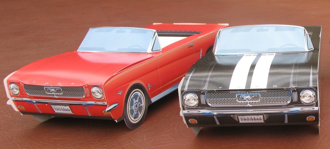 FREE SHIP 6 Ford Mustangs Red & Black Cardboard Car Kids - Etsy