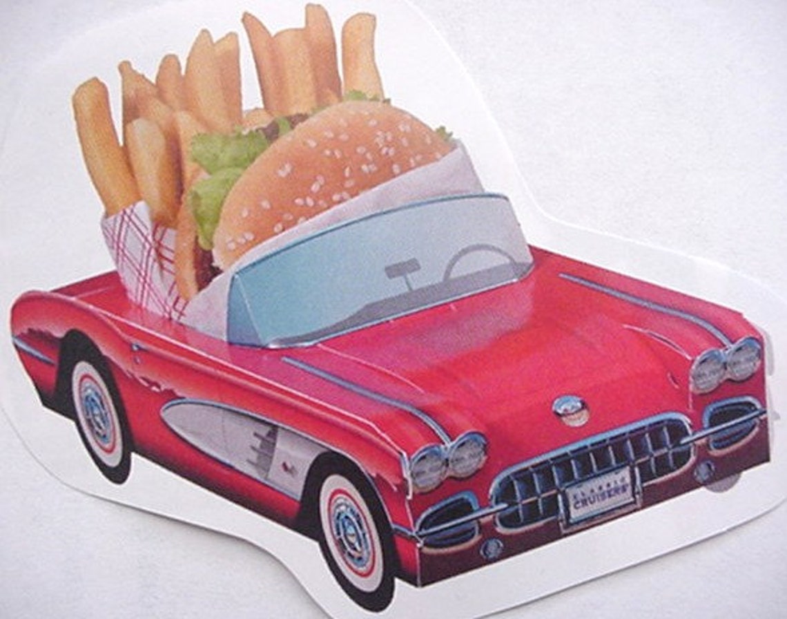 FREE SHIP 18 Assorted RED Classic Cars * Kids Food Box Tray * Table ...