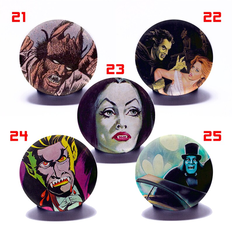 Dracula Vampire Pin Horror Button Badge Goth Pinback Buttons Etsy