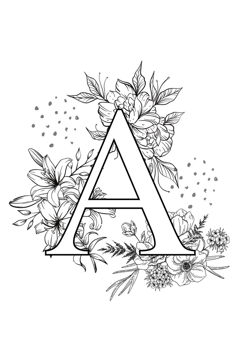 PRINTABLE Colouring Flower Alphabet Letters DIGITAL DOWNLOAD - Etsy UK