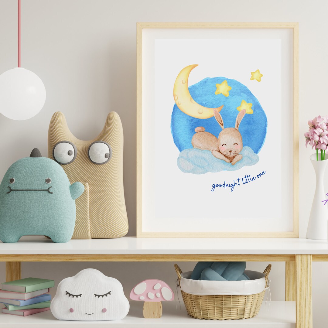 PRINTABLE Sleeping Rabbit Wall Art Nursery Room Decor DIGITAL DOWNLOAD ...