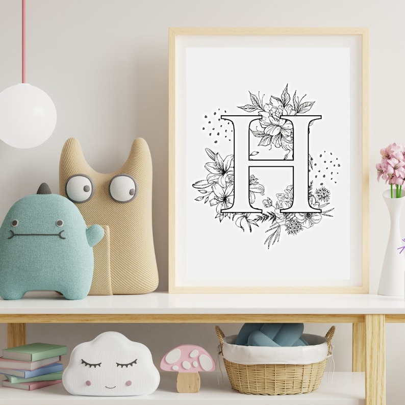 PRINTABLE Colouring Flower Alphabet Letters DIGITAL DOWNLOAD - Etsy UK