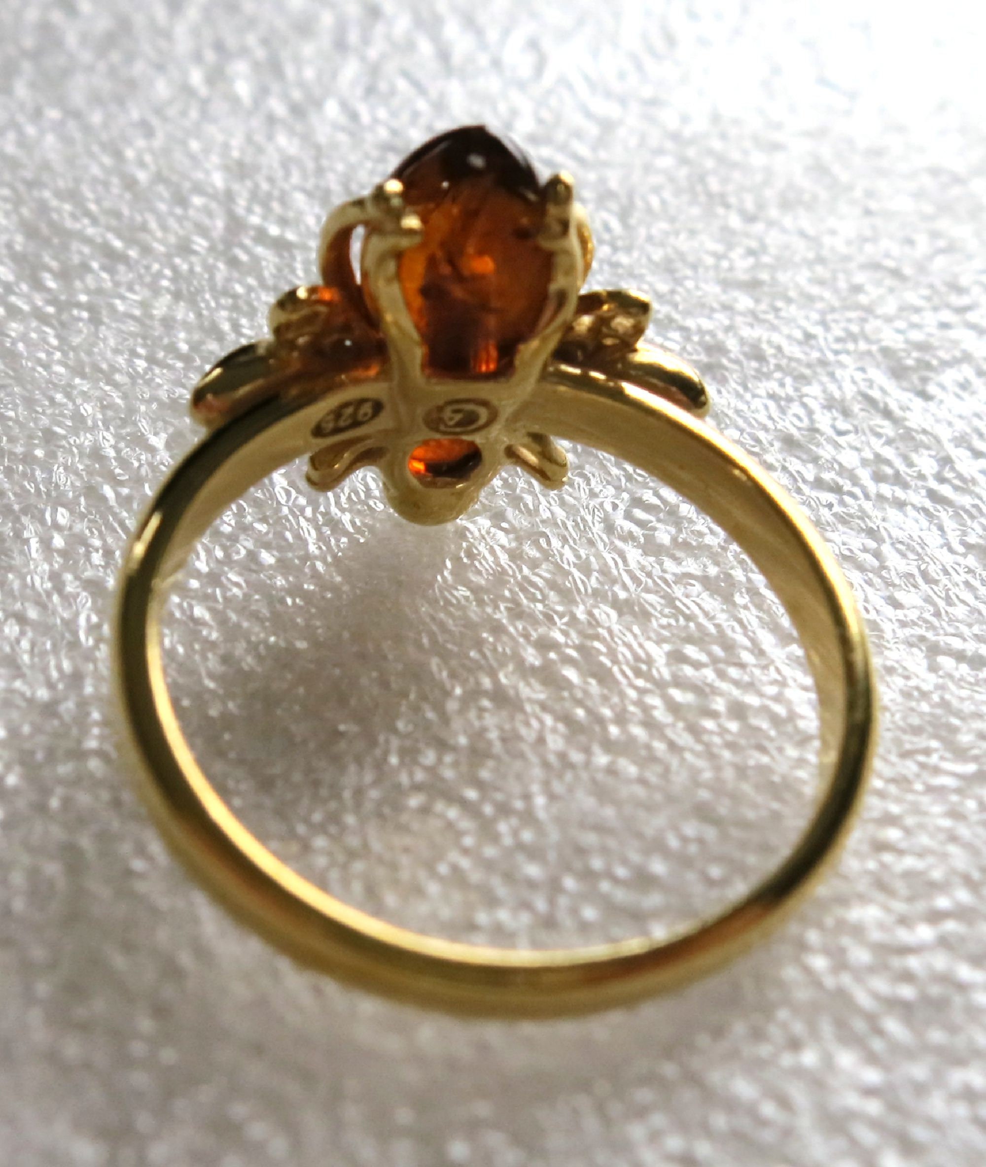 Baltic Amber & Gold Plated Sterling Silver Bee Ring | Etsy