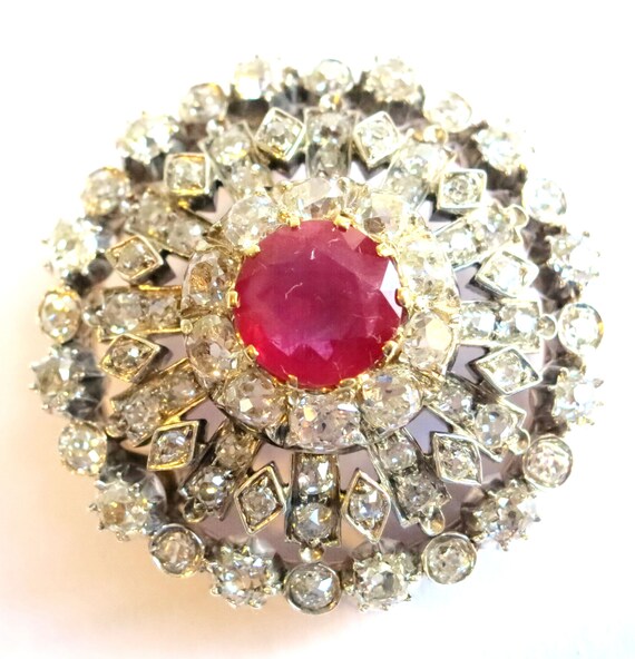 Fabulous 18ct Gold & Silver Victorian Target Brooch -… - Gem