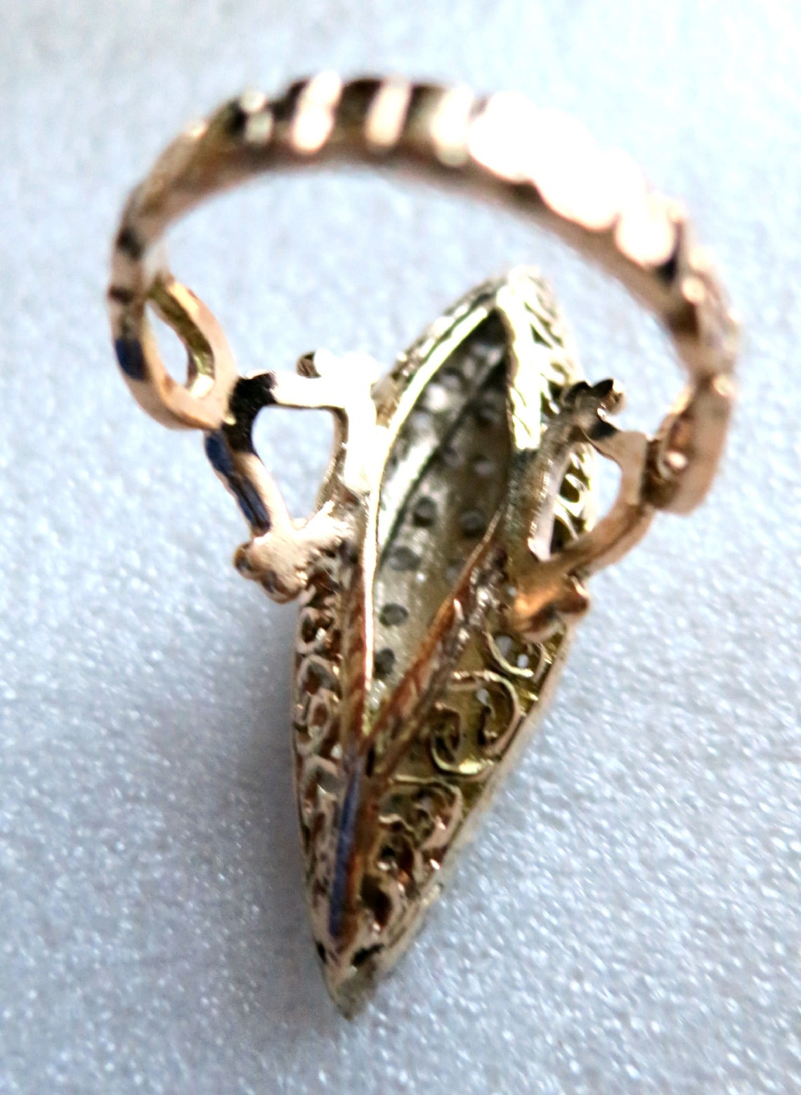 Stunning Vintage 14ct Gold Exotic Ring Set With 44 Rose Diamonds - UK ...