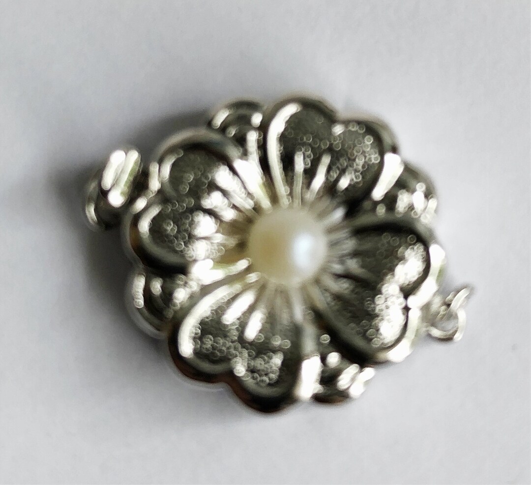 Vintage Sterling Silver Clasp Set With Pearl for Single Row Necklace or ...