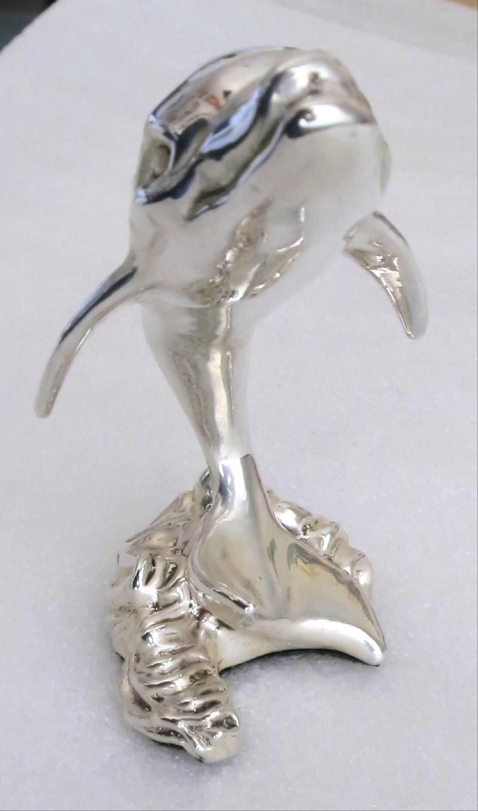 Free-Standing Sterling Silver Dolphin Figurine | Etsy