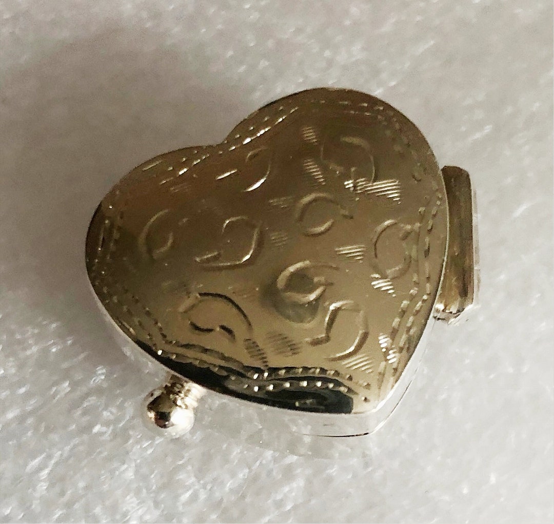 Sterling Silver Heart Pill Box - Etsy