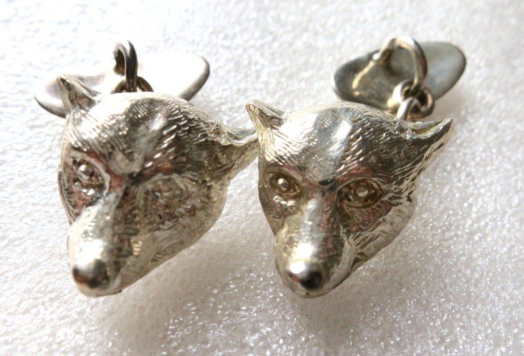 Hallmarked Sterling Silver Fox Head Chain-link Cufflinks - Etsy