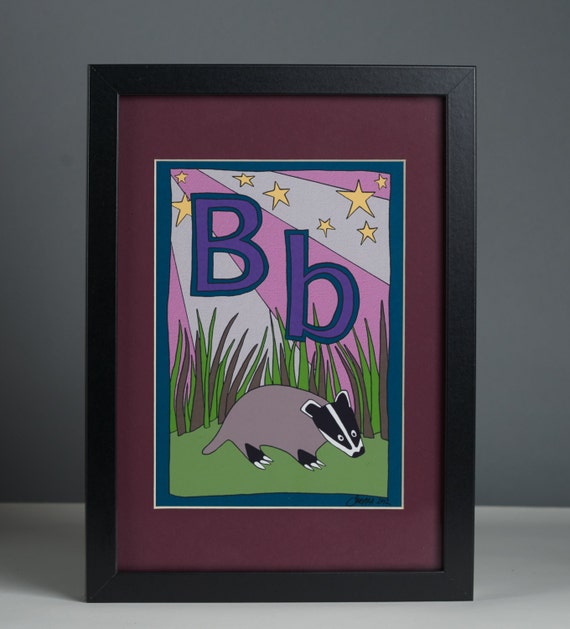 B is for Badger Framed Print - Etsy