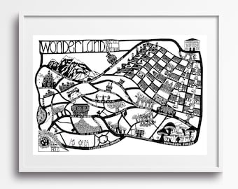 Alice's Adventure in Wonderland Illustrated Map of Wonderland - Etsy