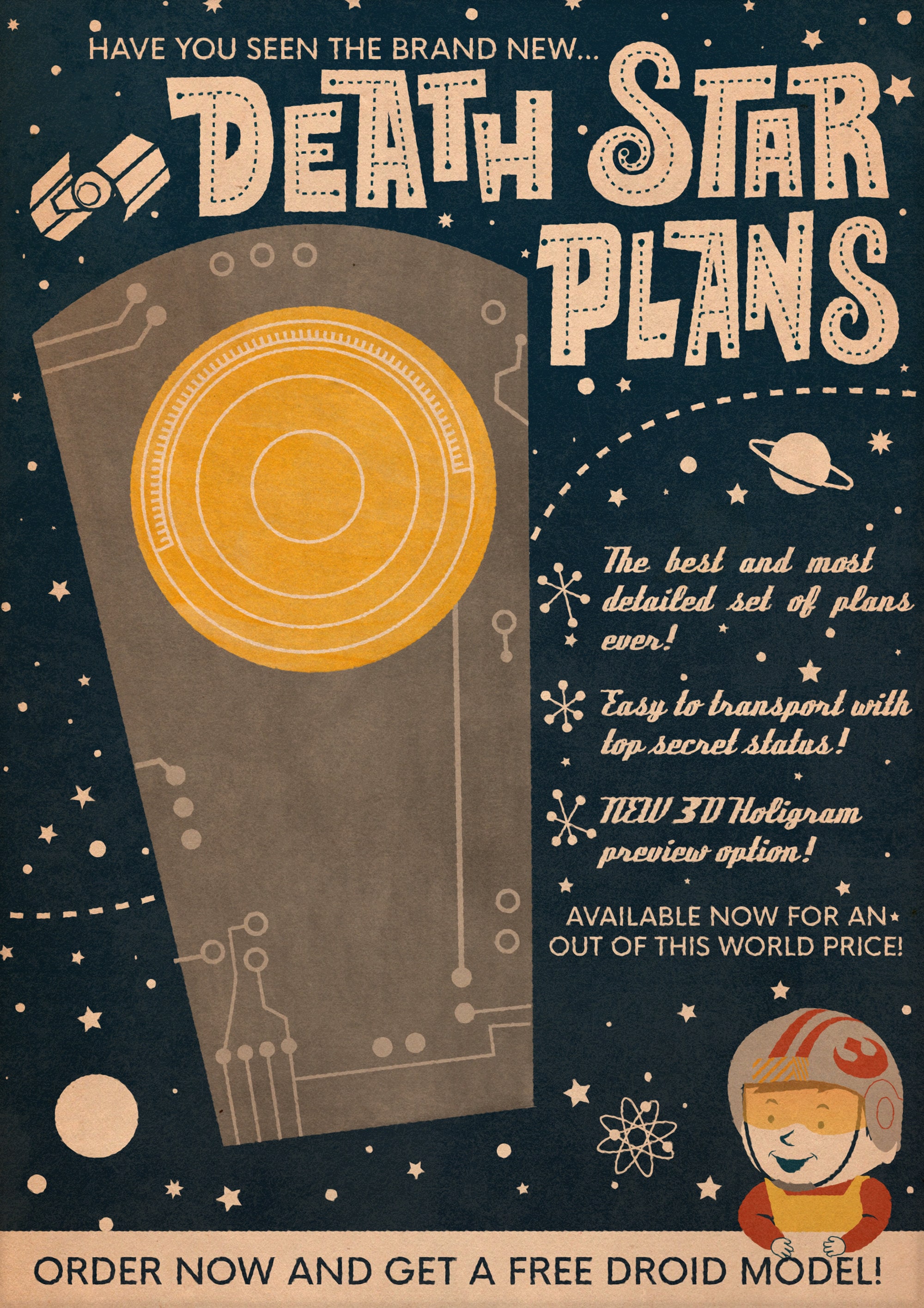 Star Wars Death Star Plans Vintage Mid Century Style Advert - Etsy