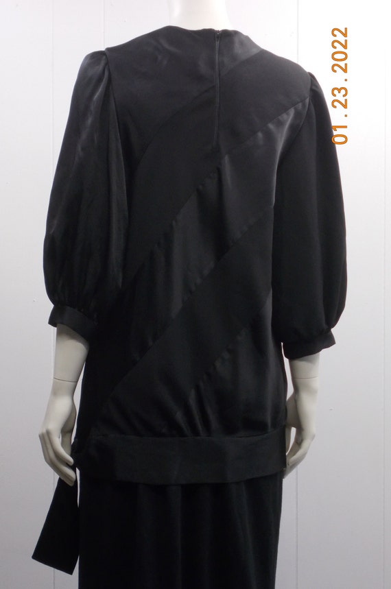 80's Marty Gutmacher Black Drop Waist Blouse/Plain 3/… - Gem