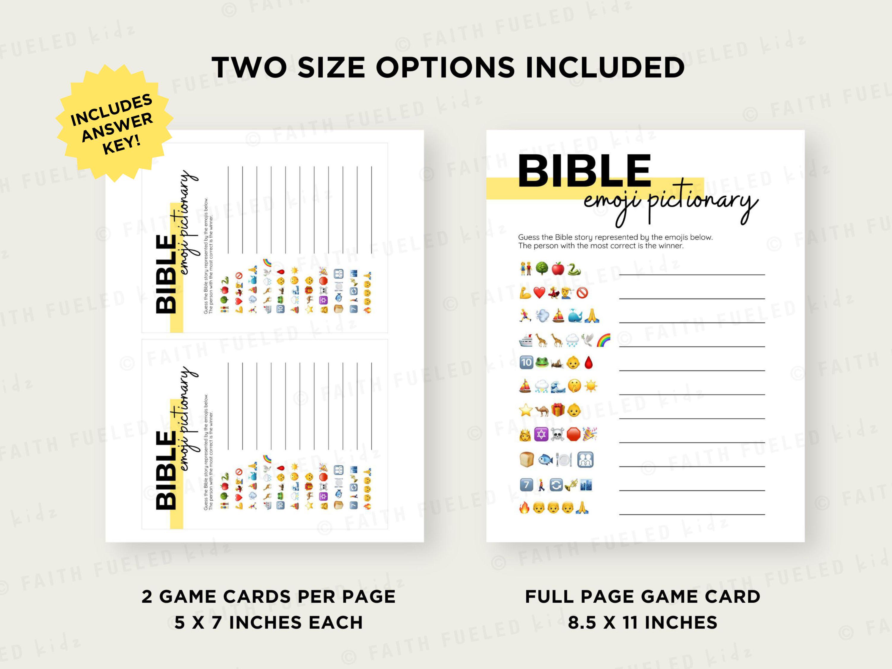 Bible Emoji Pictionary Game, Fun Bible Study Activity for Kids, Teens ...