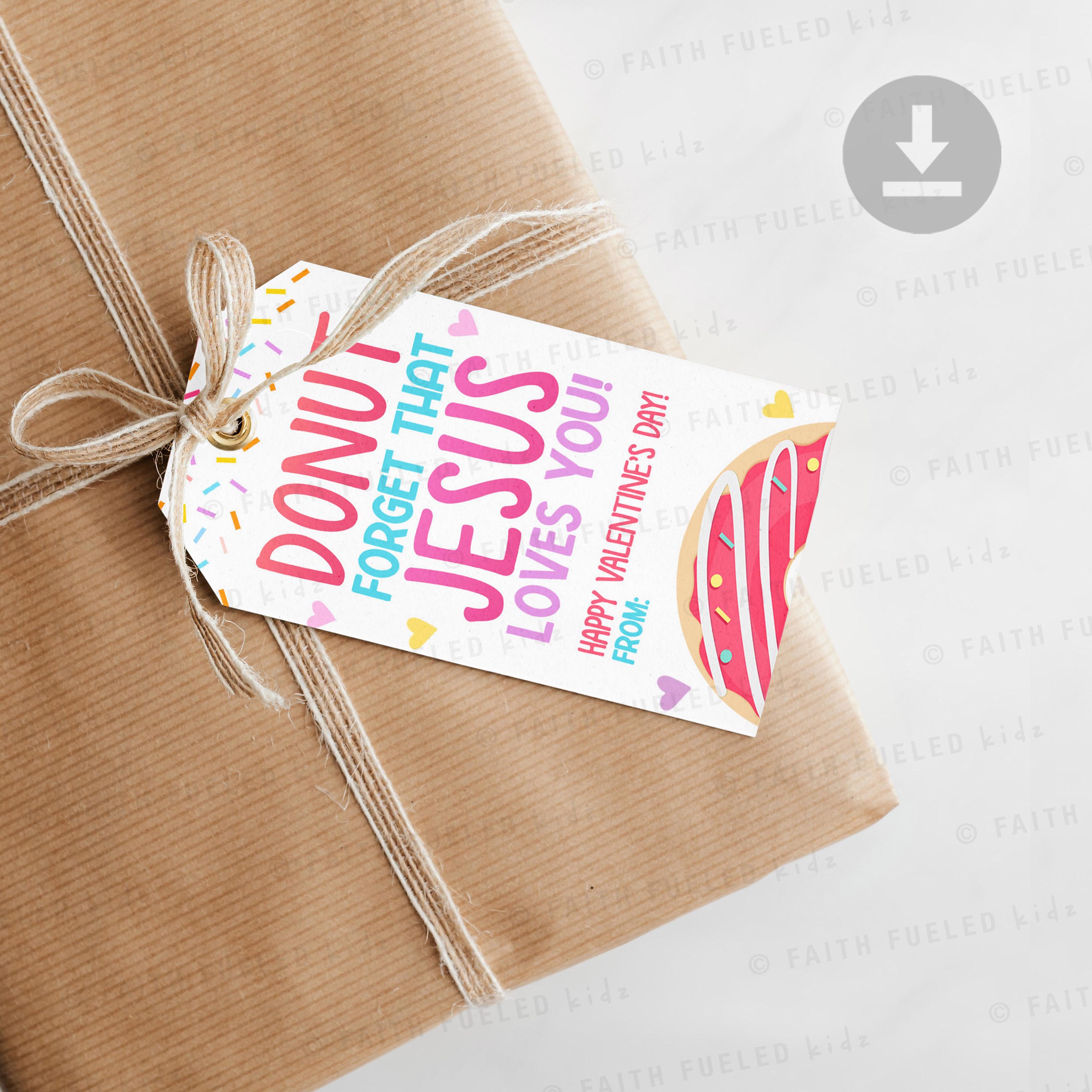 Donut Forget That Jesus Loves You, Christian Valentine's Day Tag ...