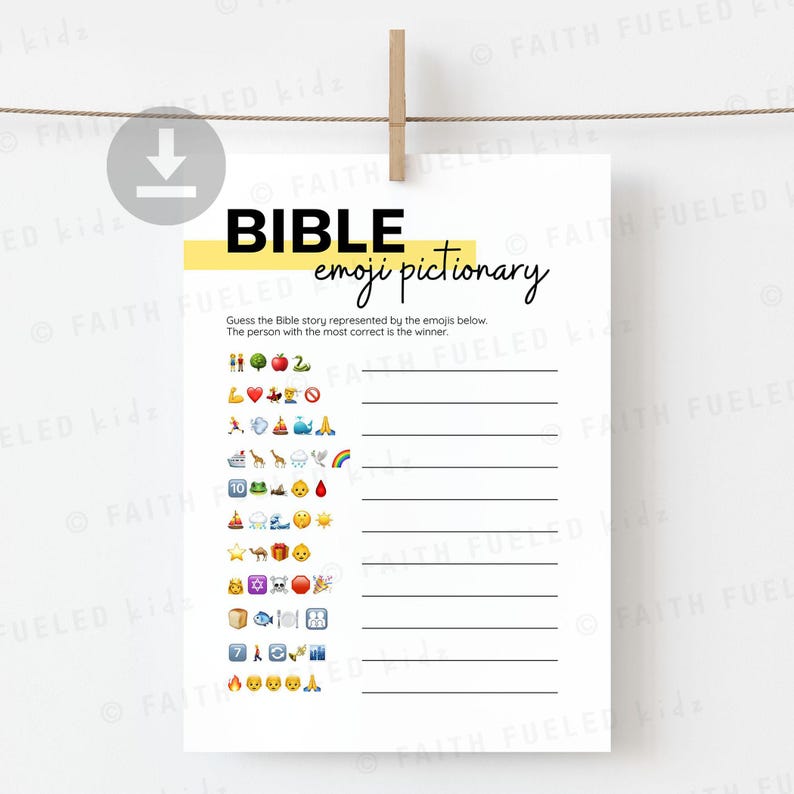Bible Emoji Pictionary Game, Fun Bible Study Activity for Kids, Teens ...