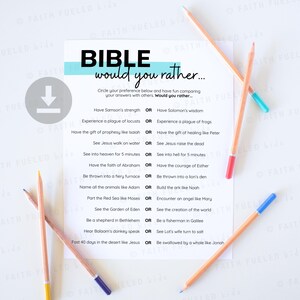 Bible Would You Rather Game, Sunday School, Bible Game for Kids ...