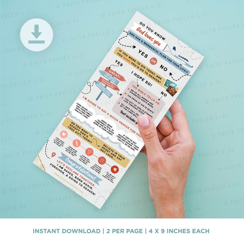 Salvation Tract Printable Gospel Tract Instant Download Evangelism ...