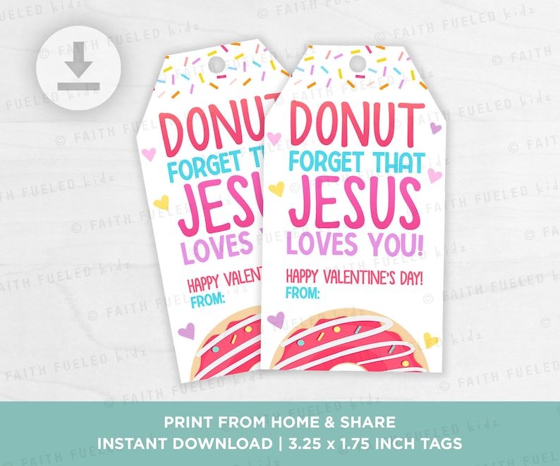 Donut Forget That Jesus Loves You, Christian Valentine's Day Tag ...