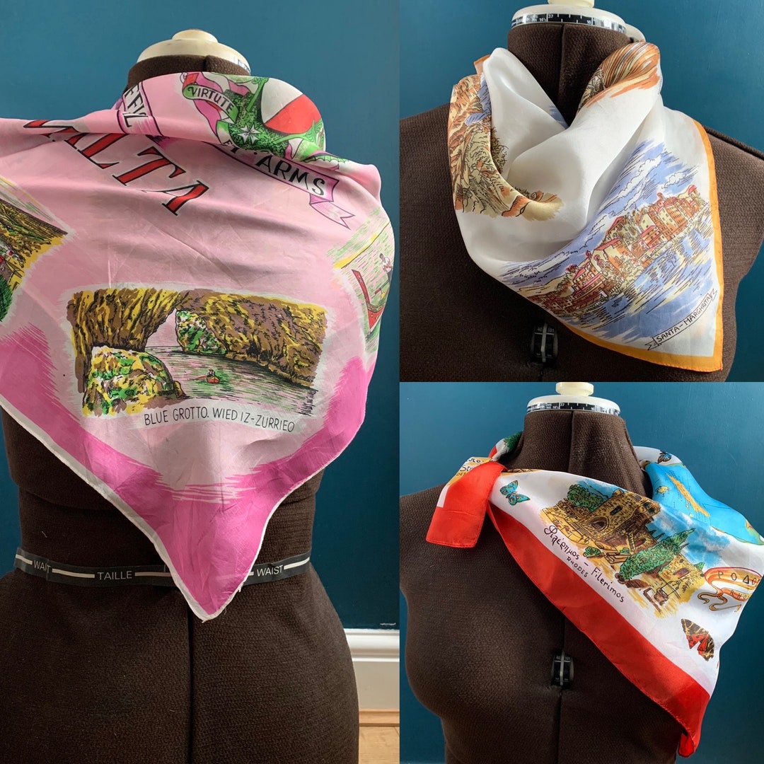 Vintage European Souvenir Scarves, Vintage Scarf, a Unique Addition to ...