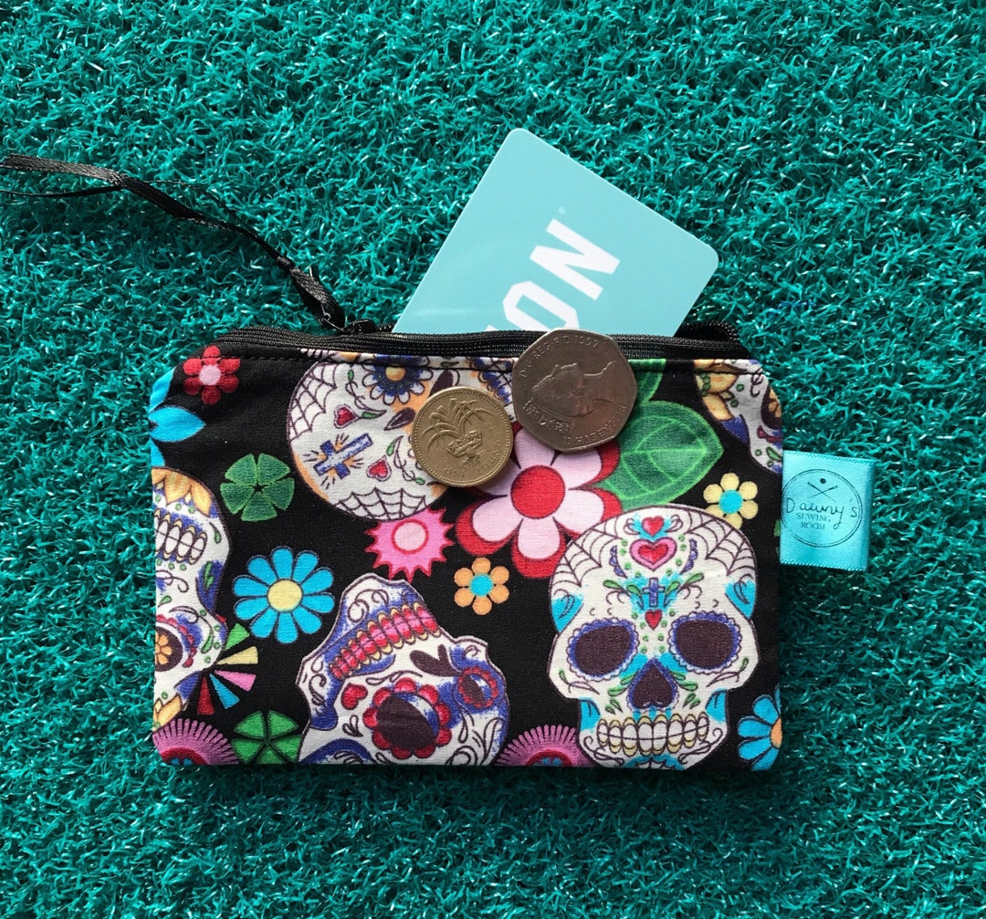 Sugar Skull Purse, Cute Coin Purse, Zip Pouch, Alternative Gift for Her ...