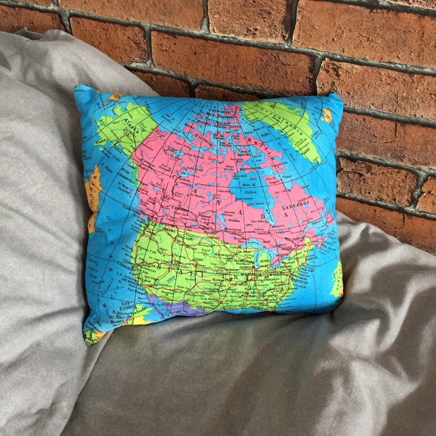 Map cushion post op cushion book pocket pillow travel | Etsy