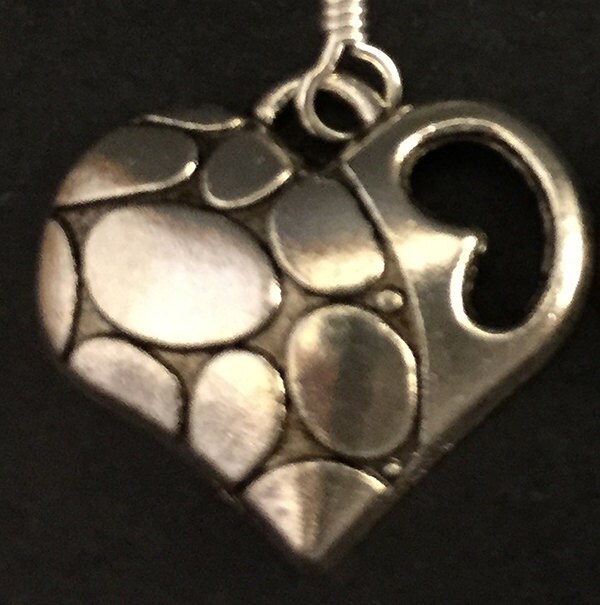 Silver Patterned Heart Earrings Valentine's Day Earrings - Etsy