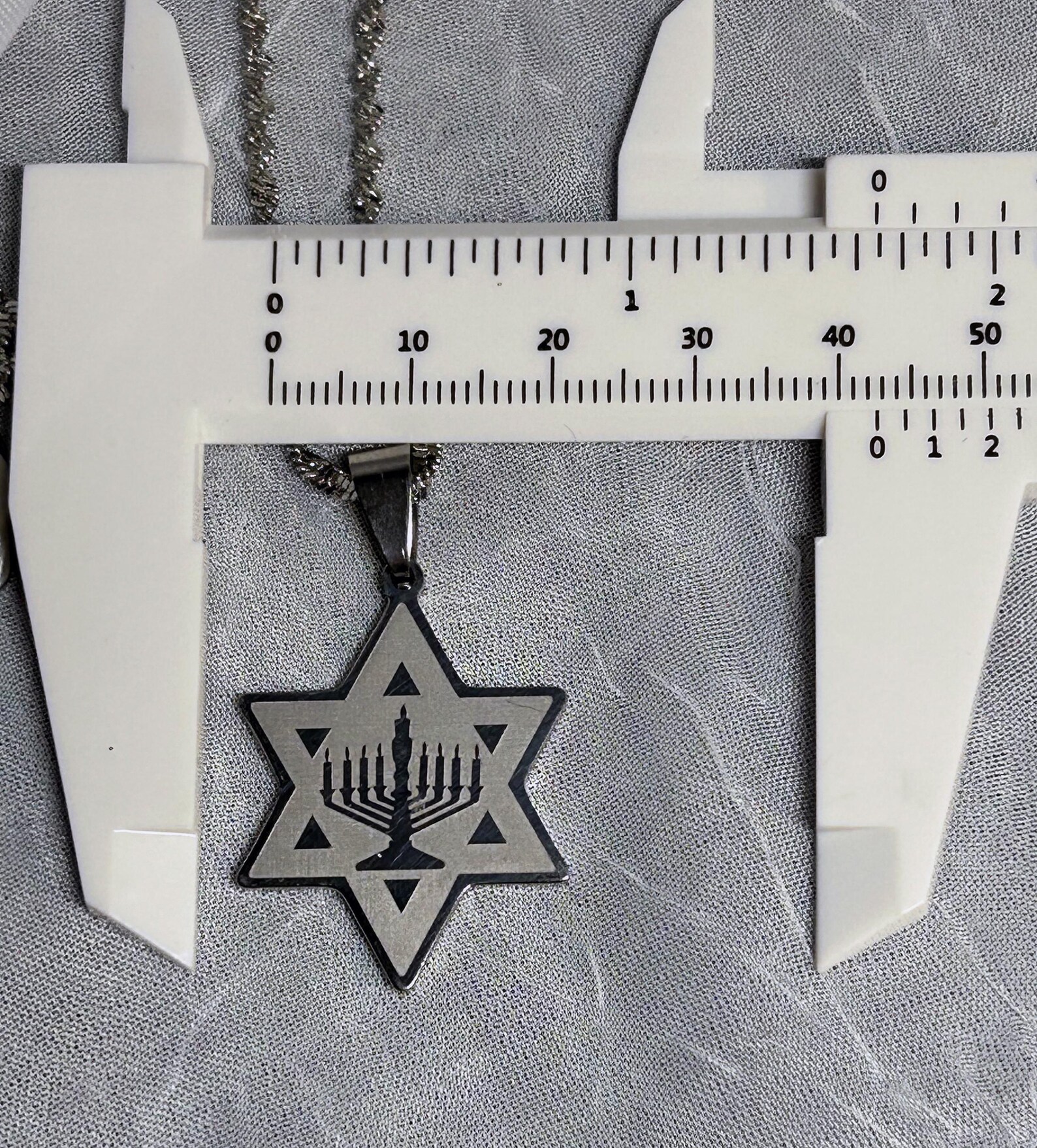 Gold Menorah Etched in Jewish Star Necklace - Hanukkah Jewelry - Gold ...