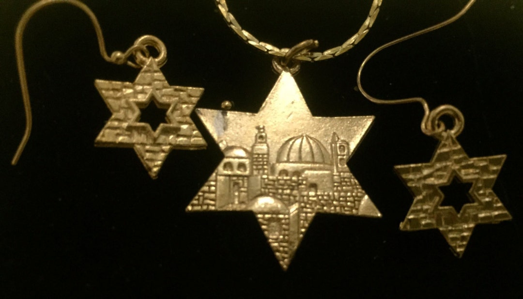 Jewish Star Jewelry Set Jerusalem Skyline Magen David - Etsy