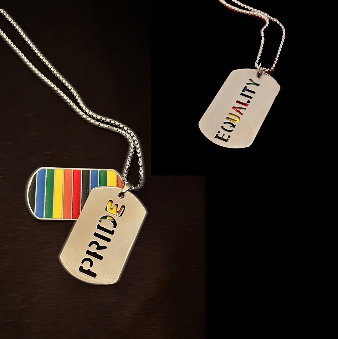 Gay Pride Equality or Pride Dog Tag Pendant - LGBT Rainbow Stripes ...