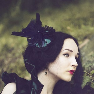 Satin Cypress Rococo Fascinator-gothic Headpiece-victorian Fascinator ...