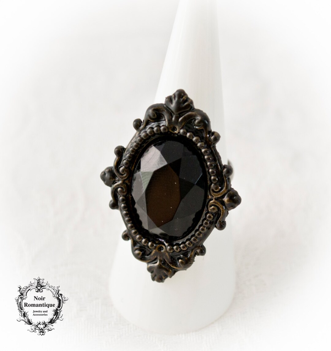 Black Victorian Gothic Ornate Adjustable Ring -victorian Gothic Ring ...