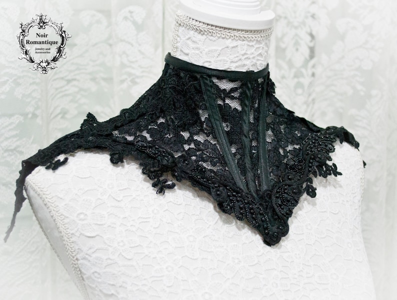 The Royal Black Lace Neck Corset-neck Corset-lace Neck Corset-elegant ...