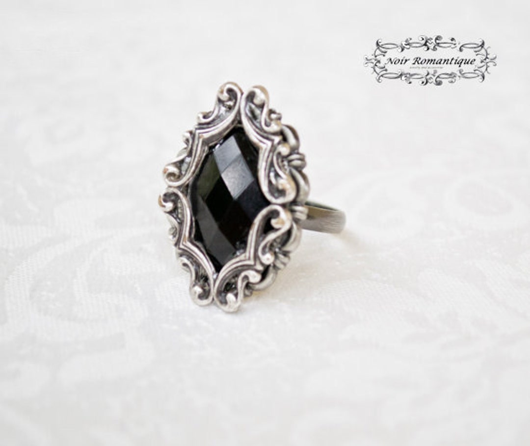 Silver Victorian Gothic Black Ring-victorian Gothic Ring-victorian ...